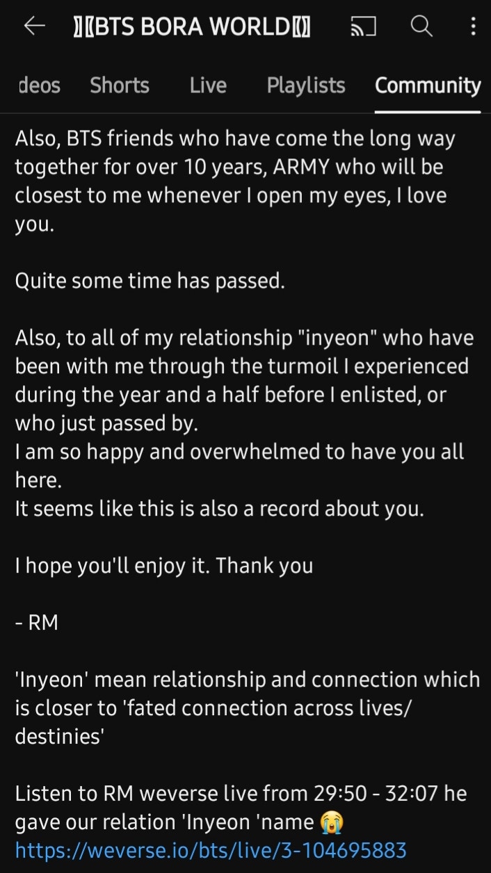 BTS Community Post - Inyeon 💜 Thanks for knowing you. Maybe we guys are ...