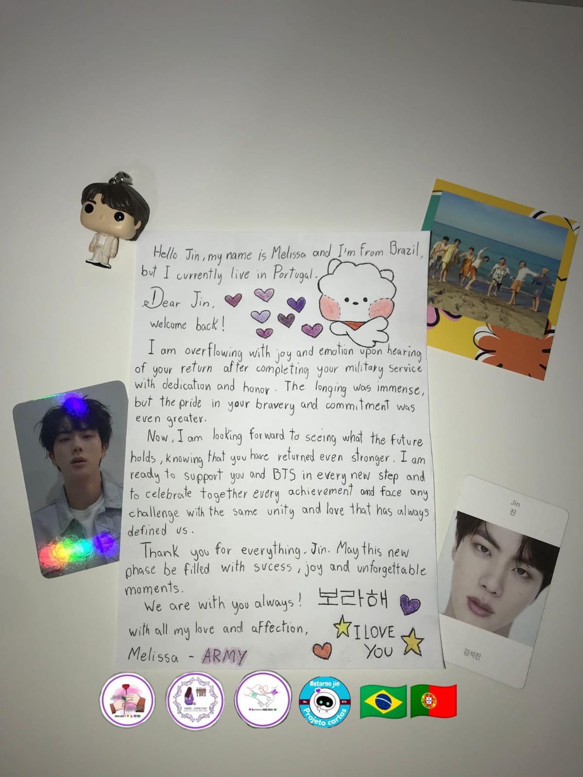 Bts Community Posts 안녕하세요 진 저는 브라질에서 온 팬이에요 군 복무에서 열심히 노력하는 당신을
