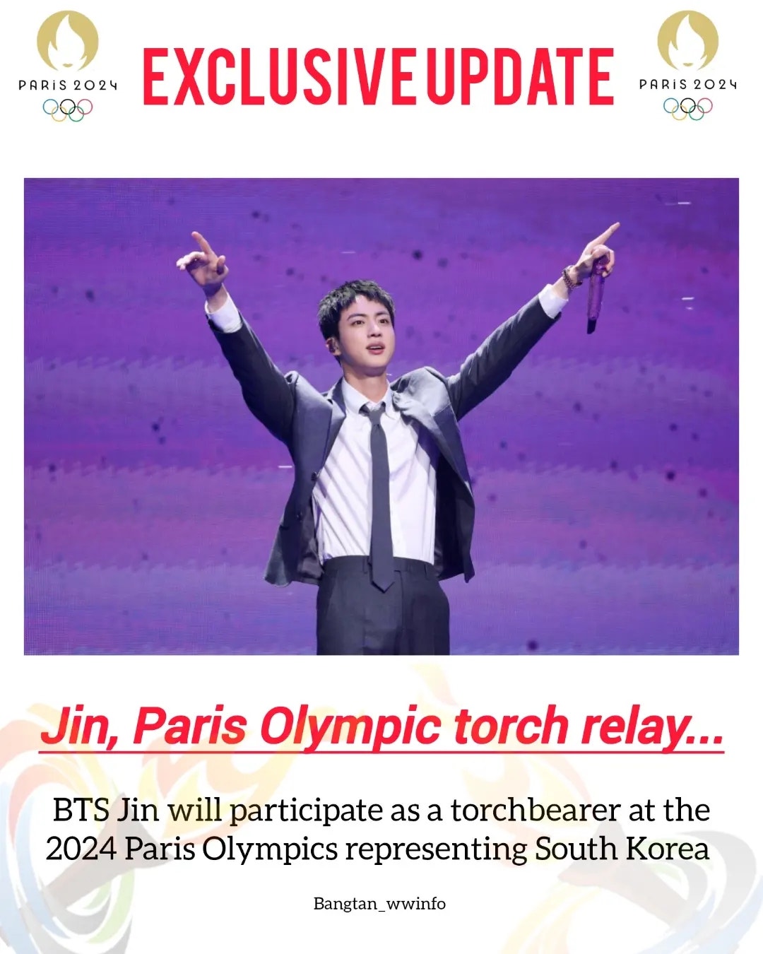 BTS Community Posts - “BTS Jin runs with a torch of peace. He is going ...
