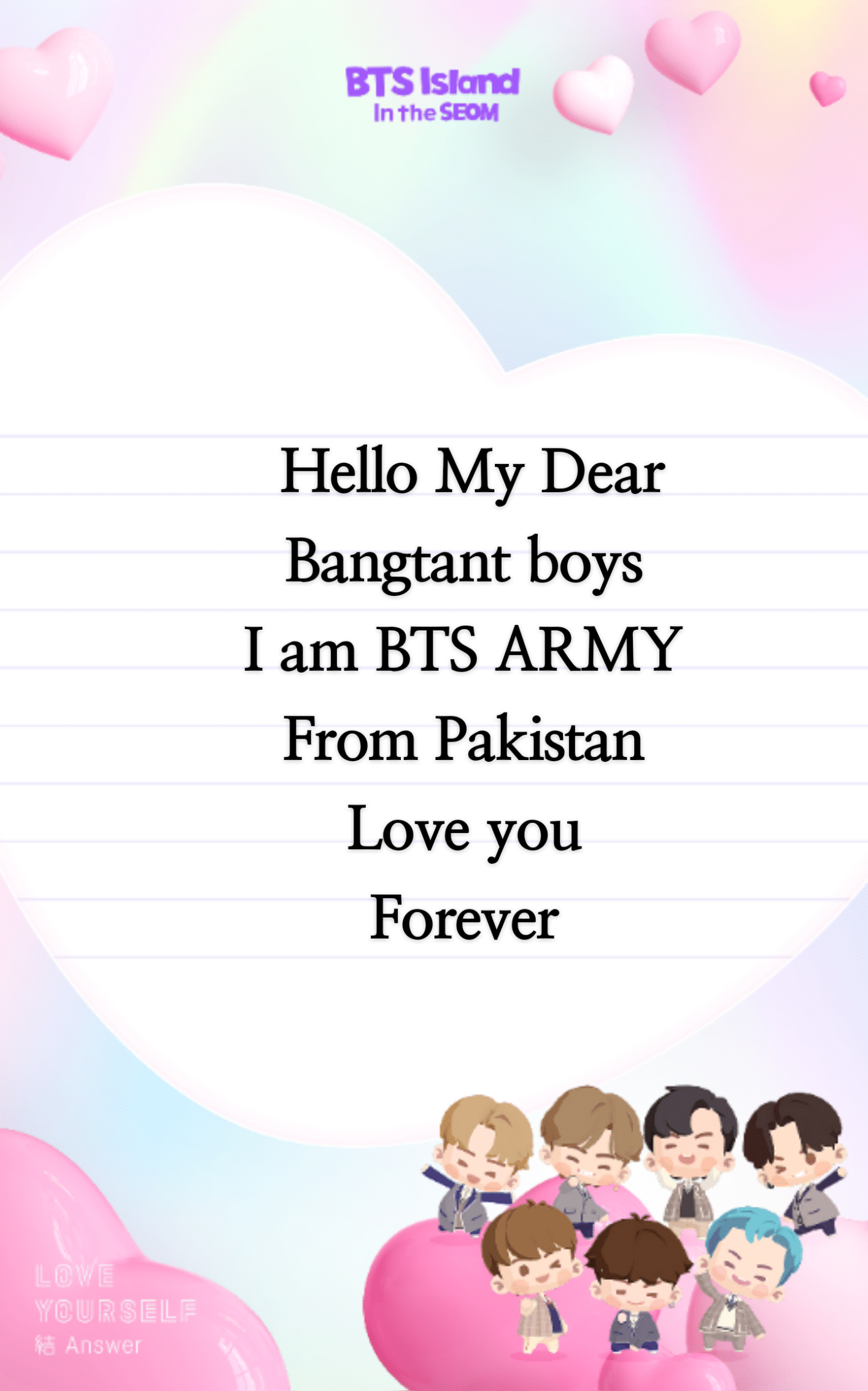 BTS Community ファンレター - Hello My Dear Bangtant boys I am BTS ARMY From ...