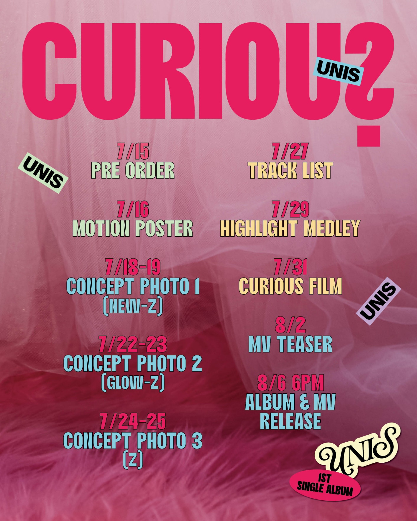 Weverse UNIS Image - UNIS 1st Single ‘CURIOUS’ Promotion Scheduler