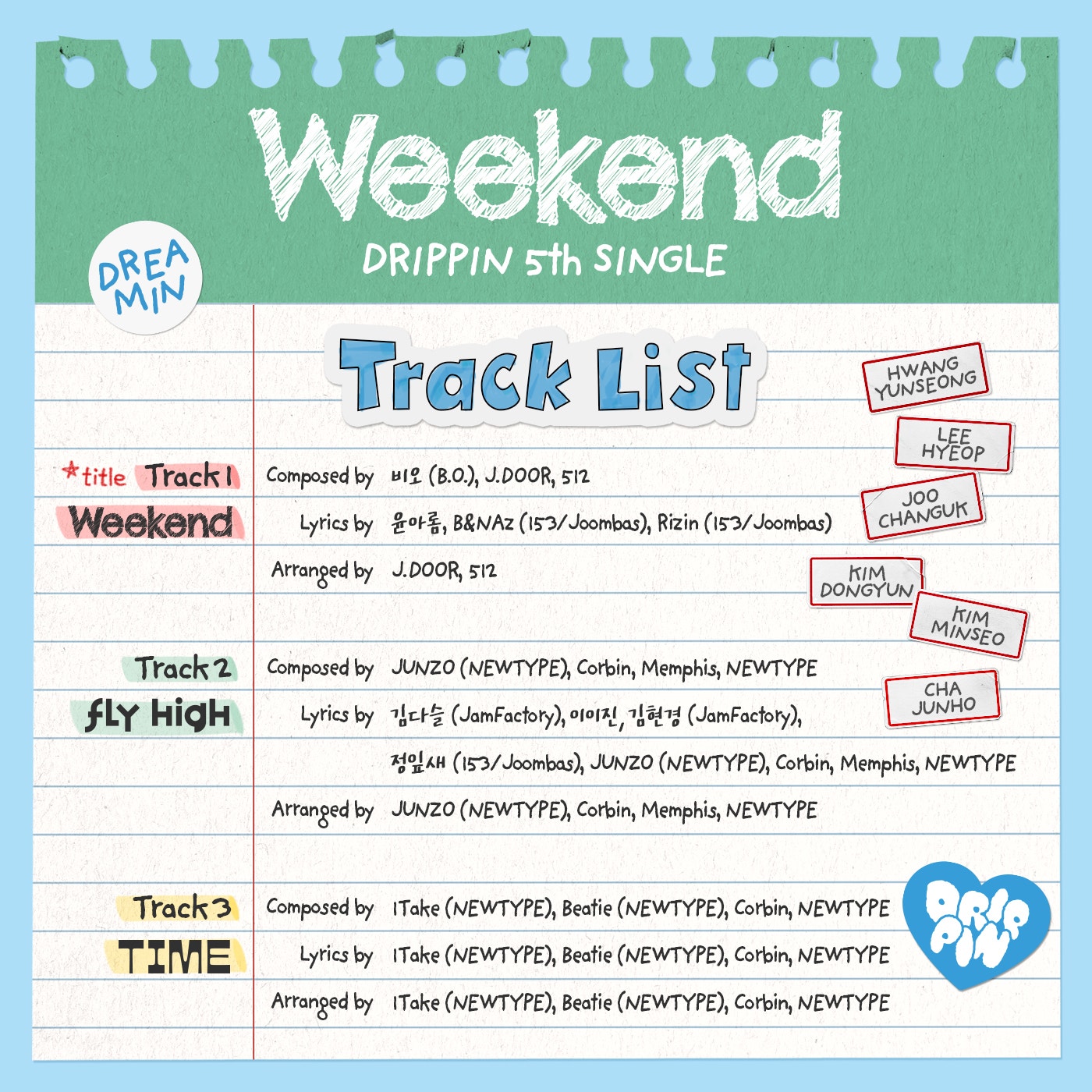 Weverse DRIPPIN Image - DRIPPIN 5th Single [Weekend] TRACK LIST🏖️