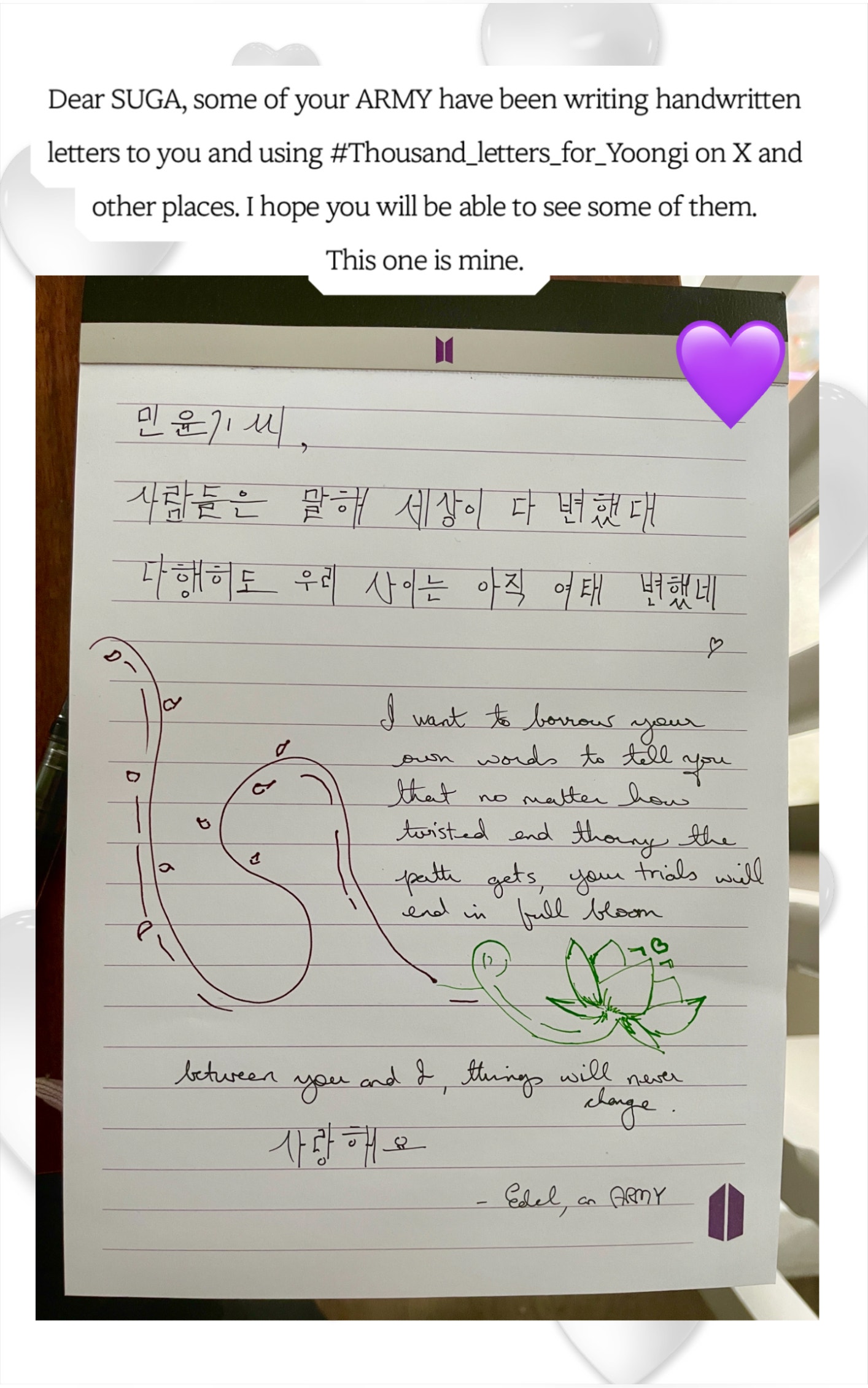 BTS Weverse Fan Letter