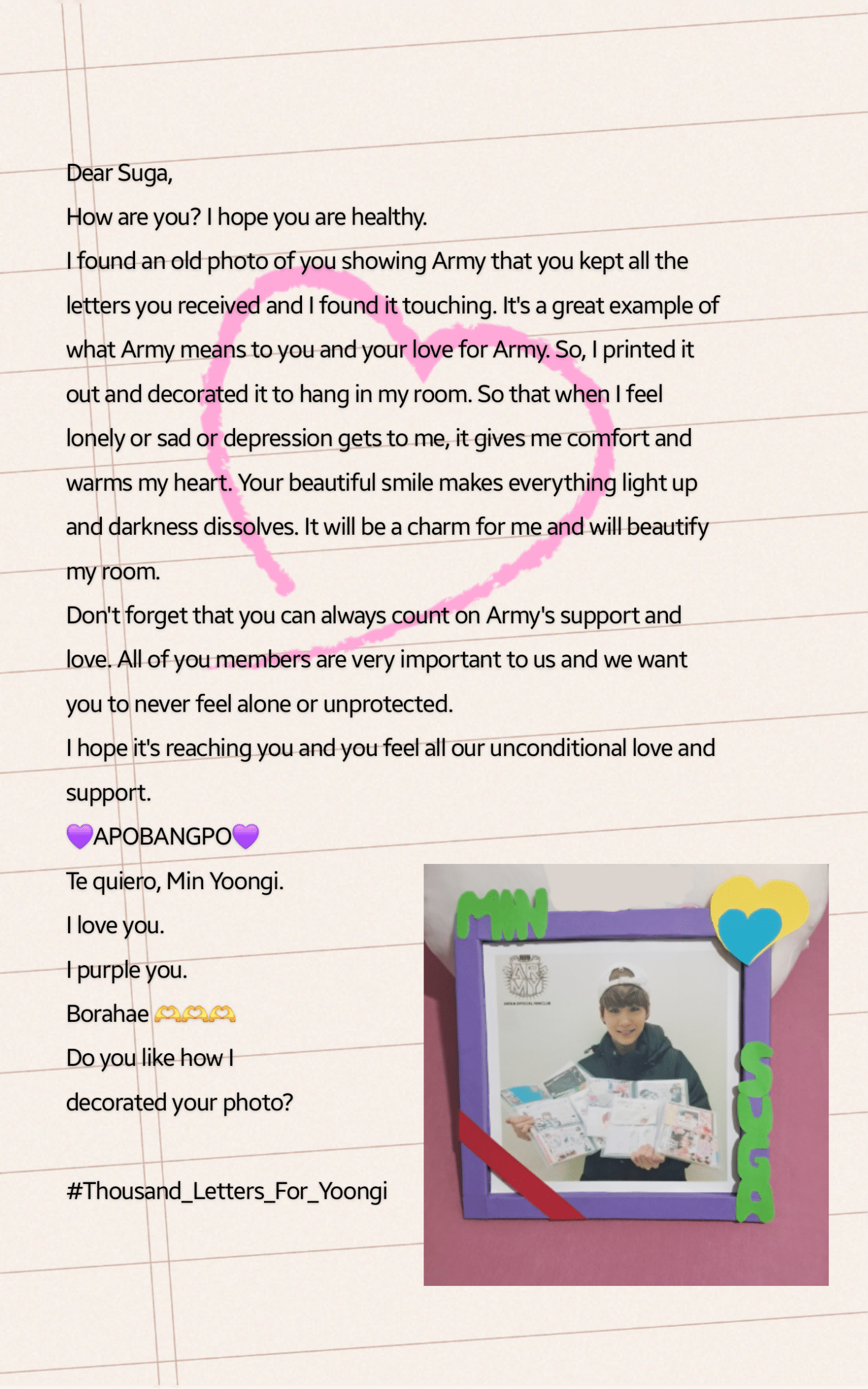 BTS Community Posts - #Thousand_Letters_For_Yoongi #dear_SUGA_from_ARMY ...