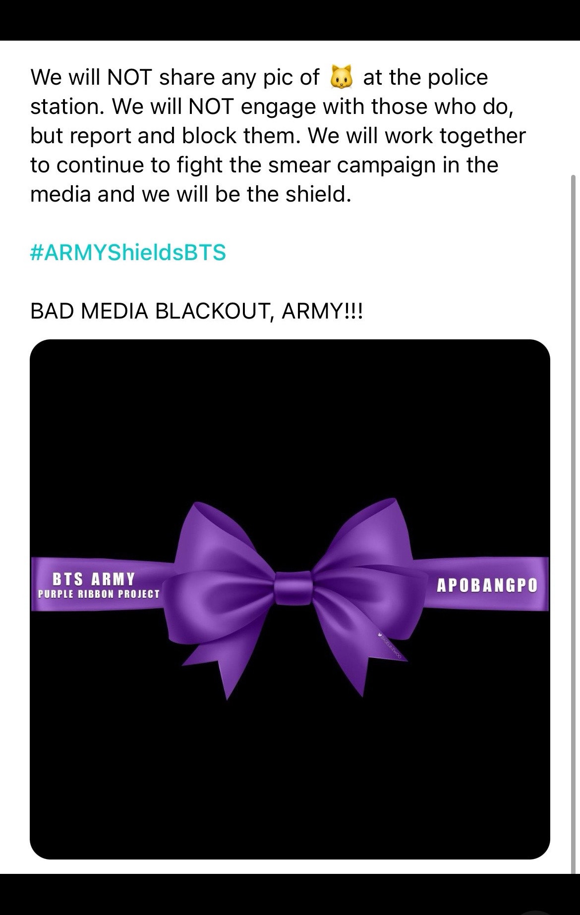 BTS Community Posts - 🚨REMINDER: BAD MEDIA BLACKOUT, ARMY‼️ 📣Start: 8 ...