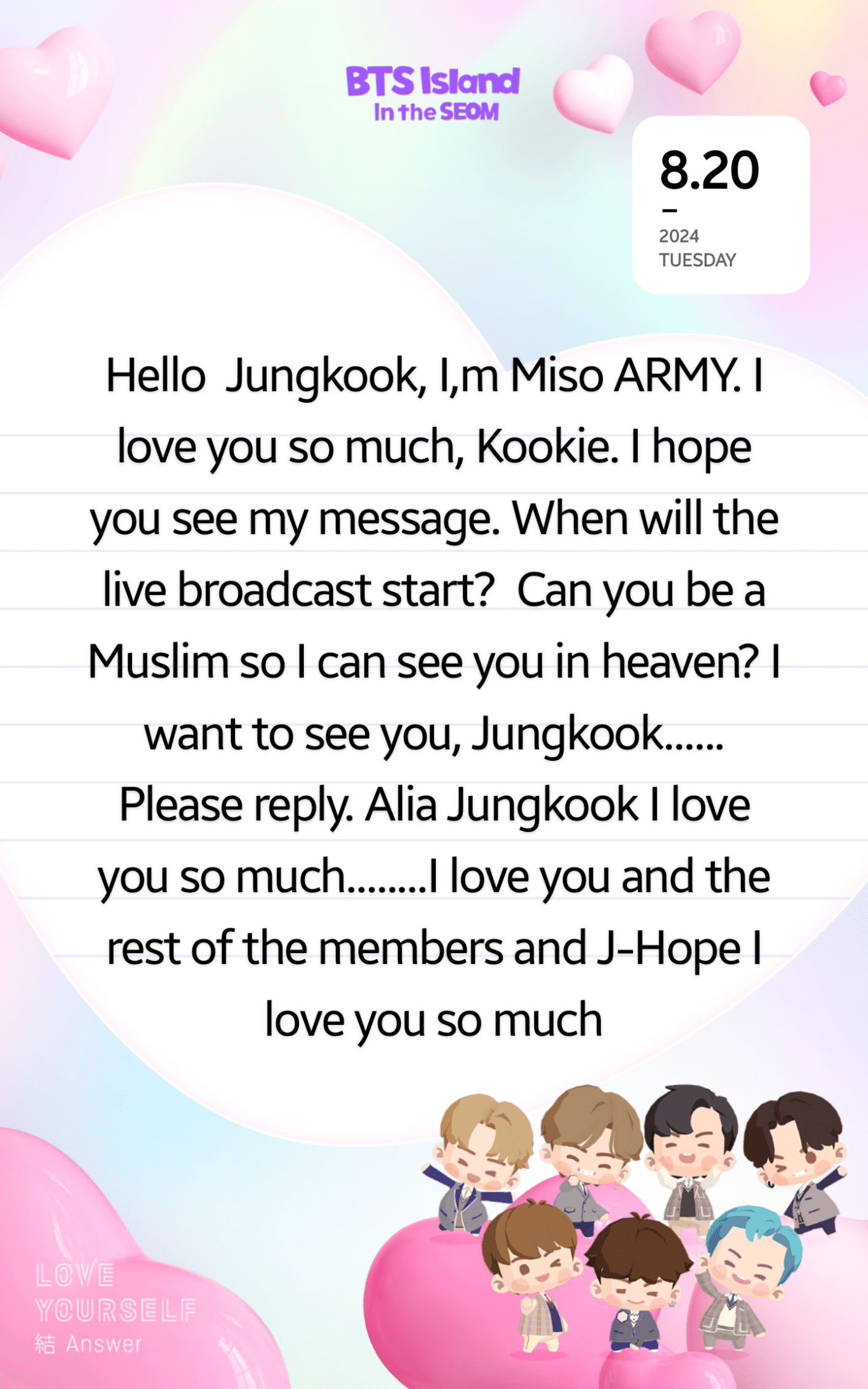 Carta de un Fan de la Comunidad BTS - Hello Jungkook, I,m Miso ARMY. I ...