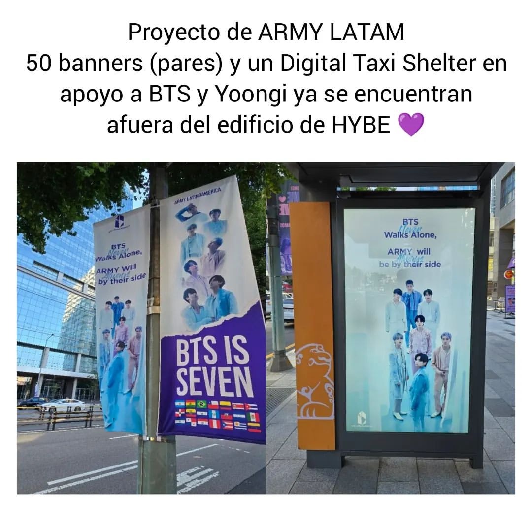 BTS Community Posts - ARMY Latinoamerica envian banners y taxi digital shelter a las afueras de ...