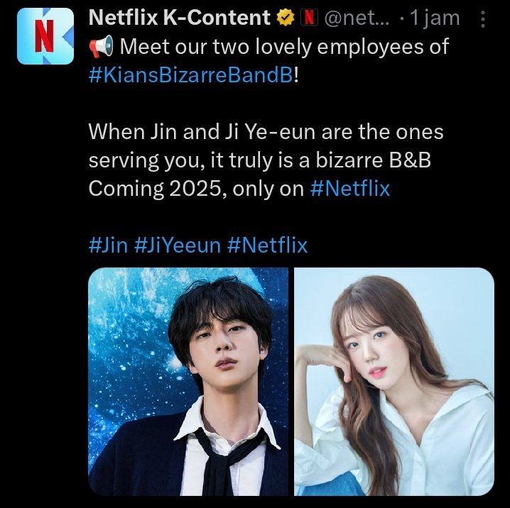 BTS Community Post - JIN NETFLIX DEBUT #JINonNETFLIX JIN NETFLIX DEBUT ...