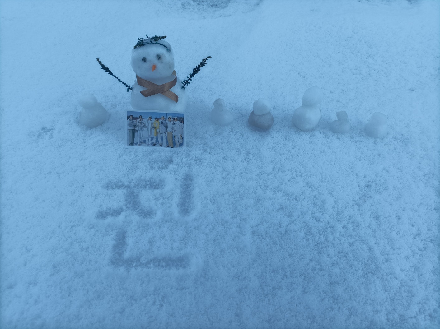 BTS Community Post - Here's your snowman #jin ! He's not perfect but I ...