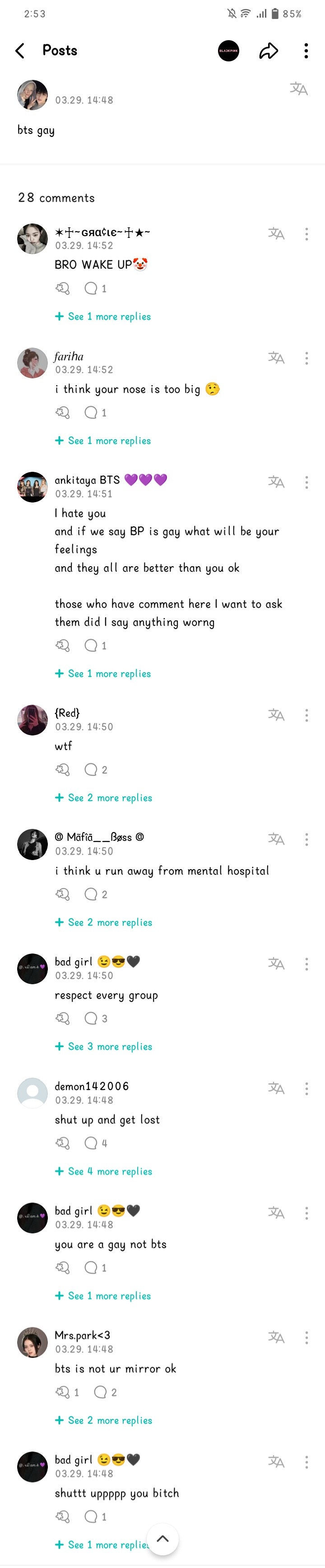 Weverse zone Community Post - lol going through such a productive day on bp feed