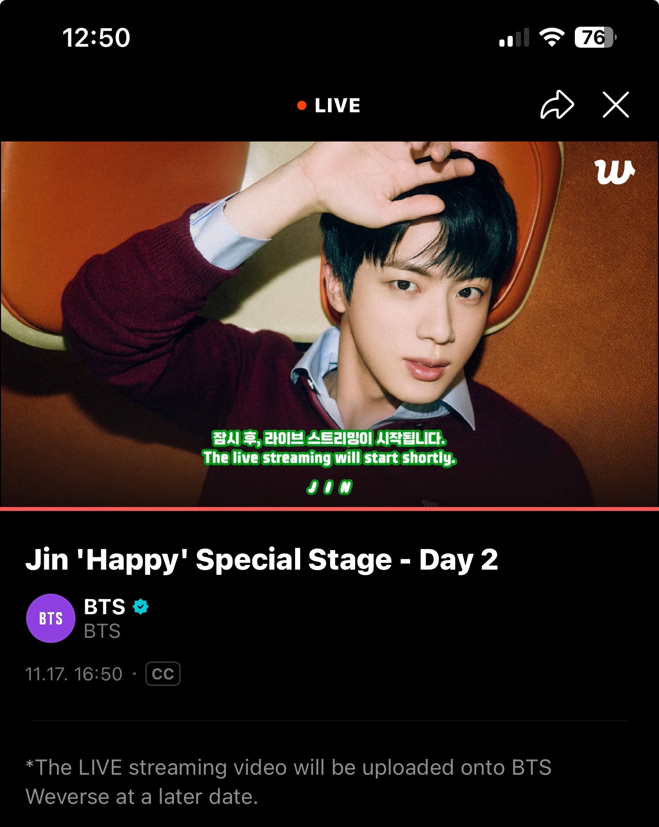 BTS Community Post - I’M HAPPY I GOT TO WATCH DAY 2!!!🥰🥰🥰 CONGRATULATIONS ON YOUR ALBUM JIN ...