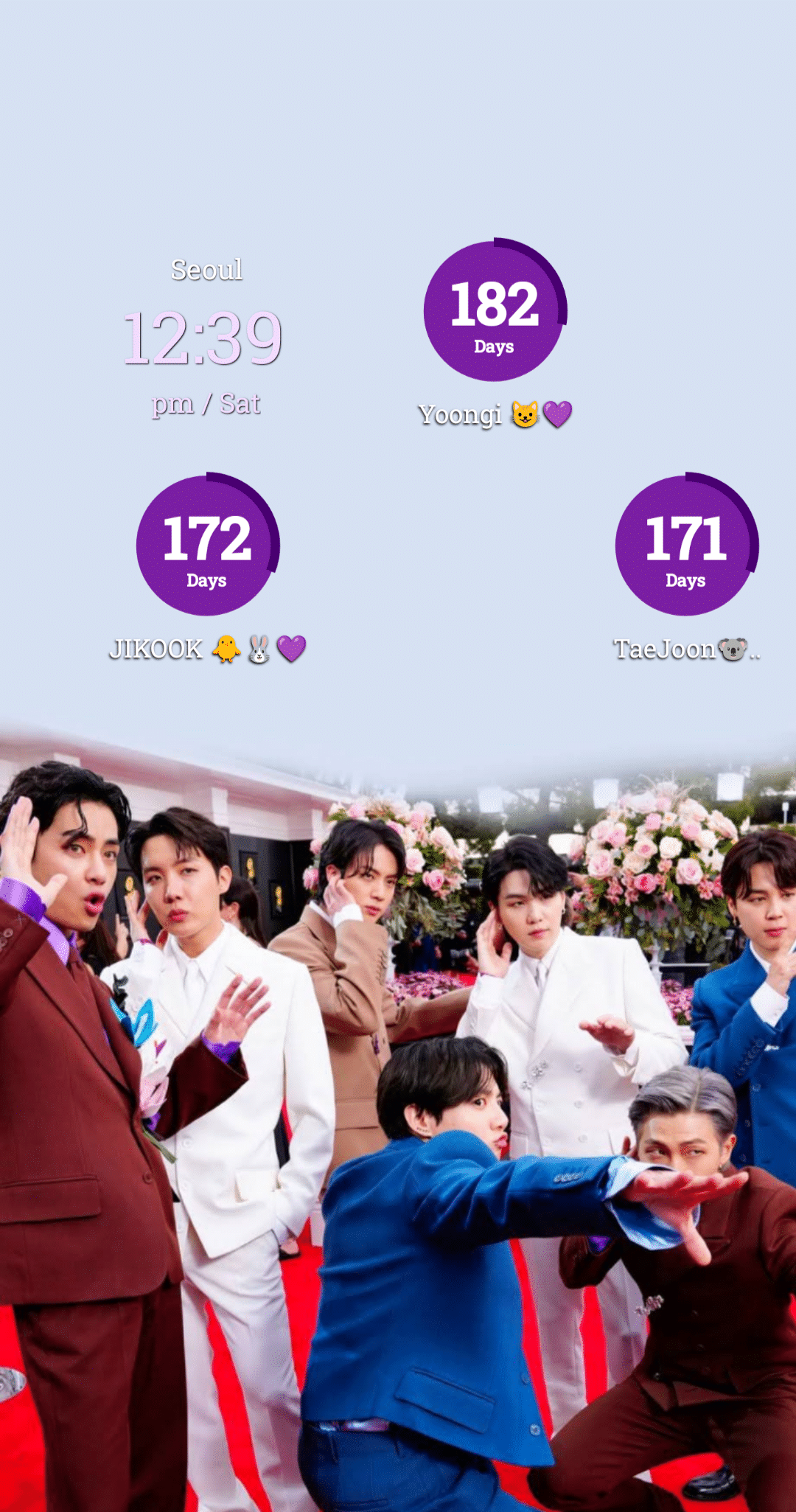 BTS Community Post - BTS countdown 💜 20241221- D- 182 SUGA 💜 D- 171 TAE AND RM 💜 D- 172 JIMIN ...