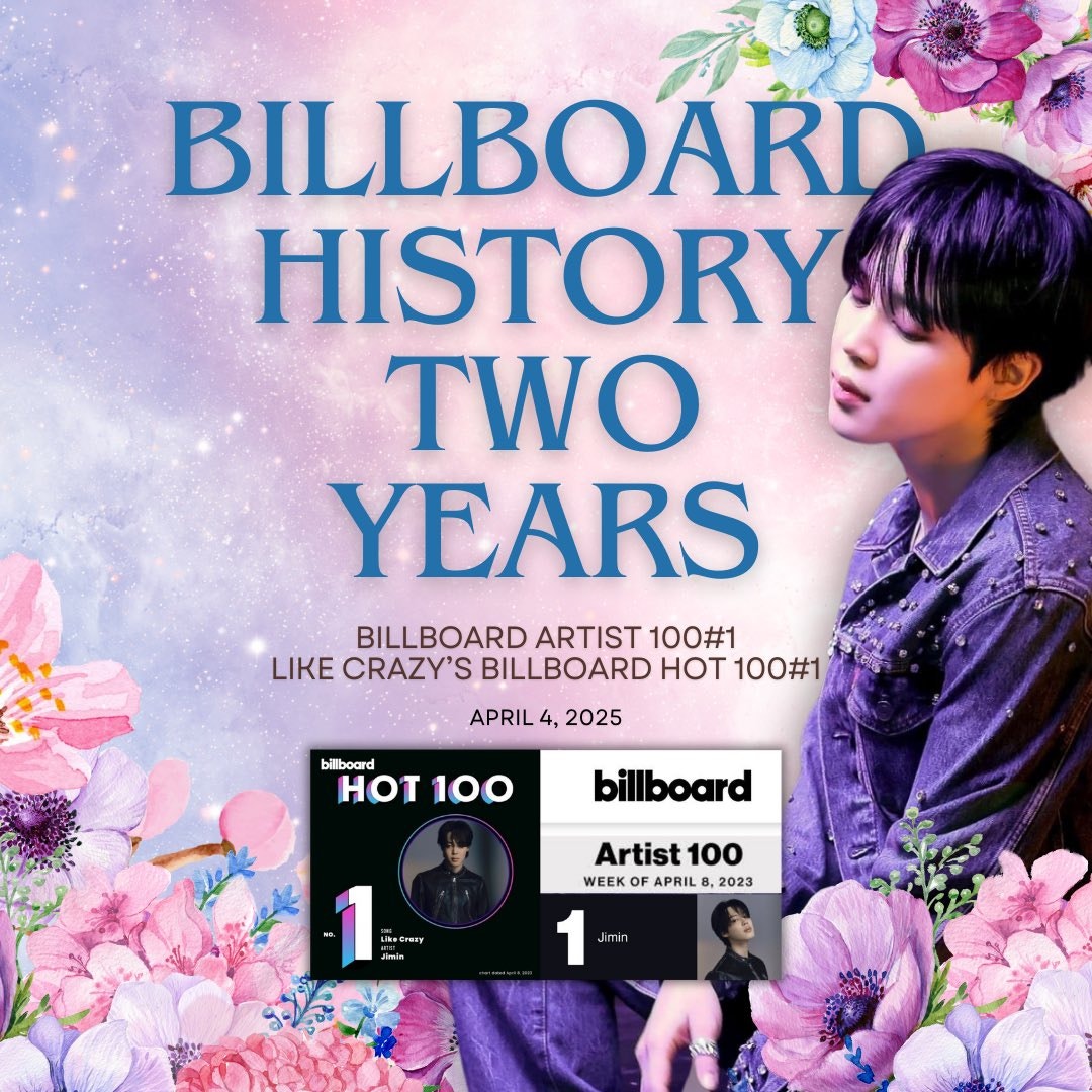 BTS Community Post - #to_jimin 『Like Crazy』 HOT100 1位 JIMIN Billboard Artist100 1位 2周年おめでとう 💐 ...