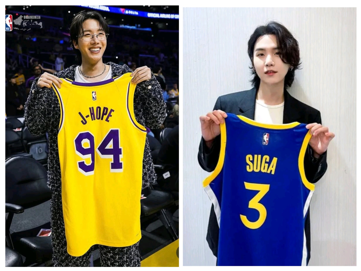 BTS Community Post - NBA Ambassador @Agustd and @uarmyhope living the NBA dream!