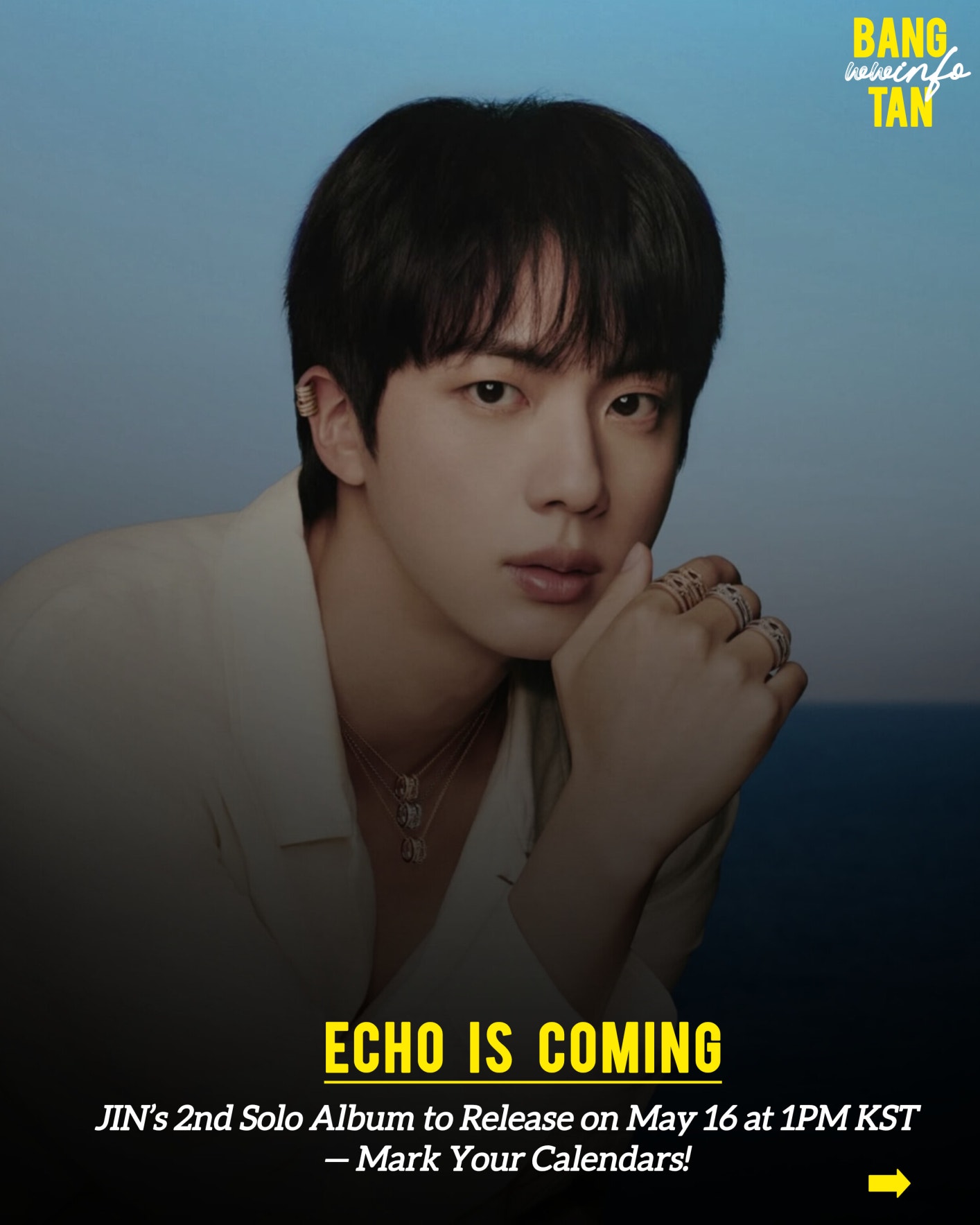 BTS Community Post - ECHO ERA LOADING: JIN’s 2nd Solo Album Lands May 16 At 1PM KST — Teaser ...