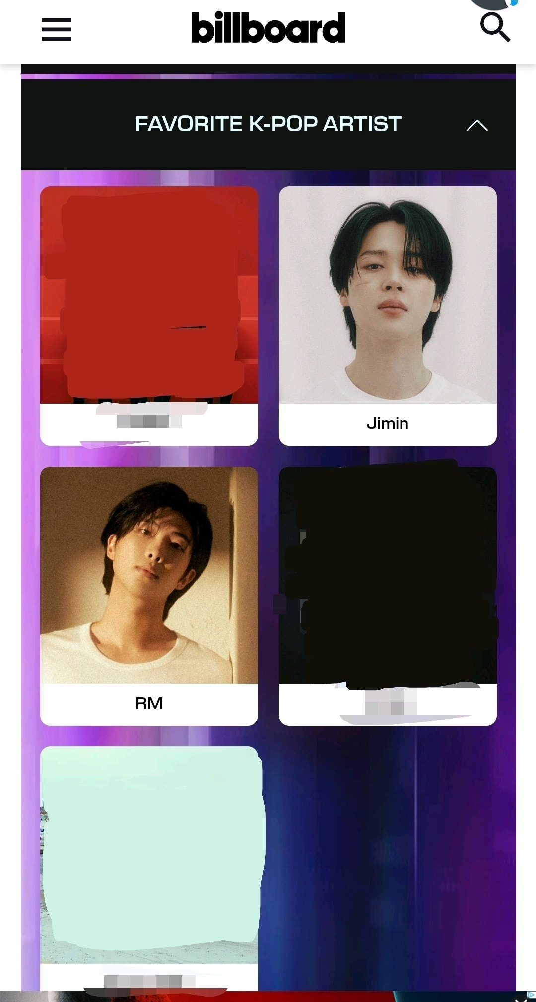 BTS Community Post - RM and Jimin have been nominated for the 'Favorite Kpop Artist' category at ...