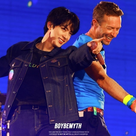 BTS Community Post - Jin and RM we are so happy to see you at Coldplay ...