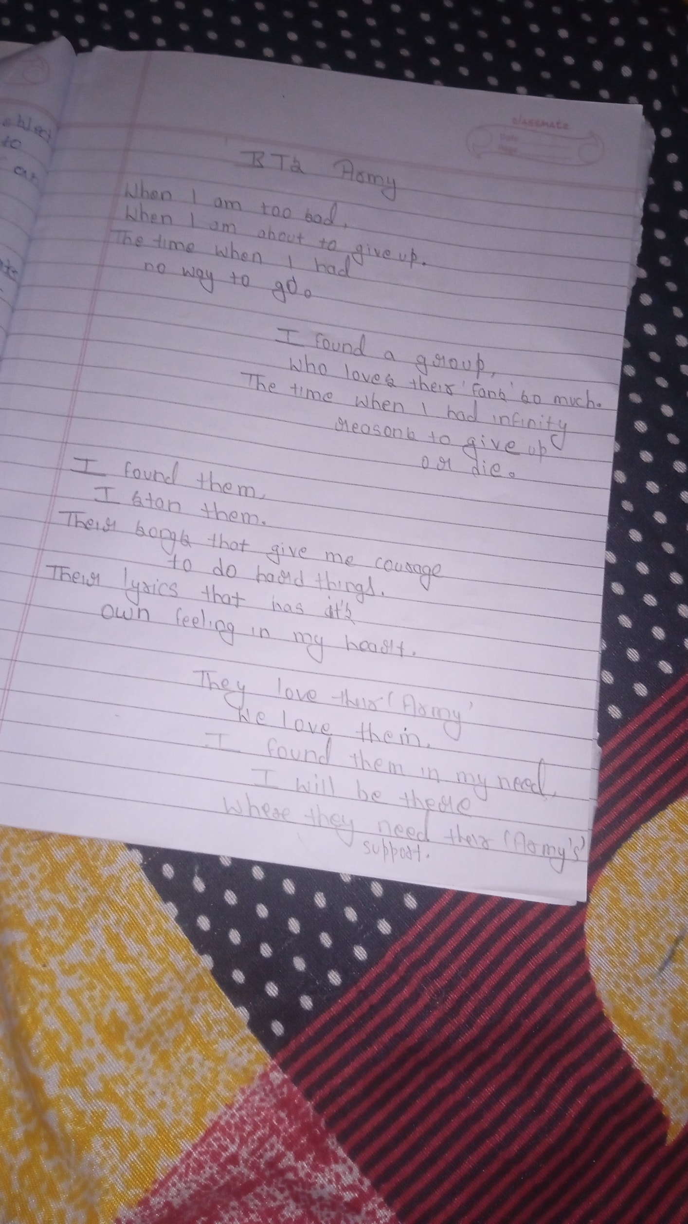 BTS Community Post - This is the poem that i write based on my own ...