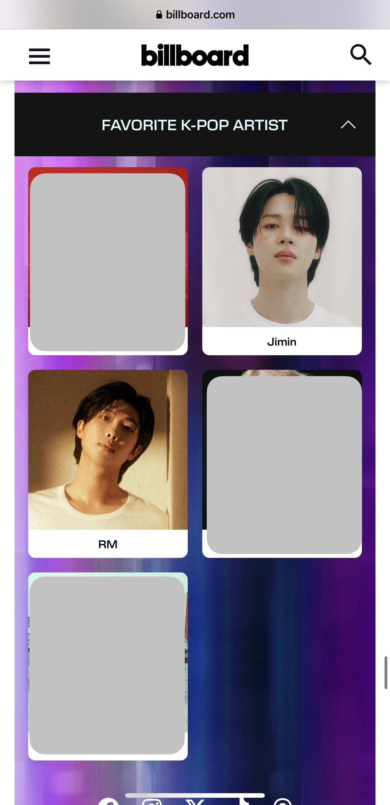 BTS Community Post - ARMY PLEASE VOTE FAVORITE K-POP ARTIST FOR JIMIN AND RM AT AMERICAN MUSIC 🔥 ...
