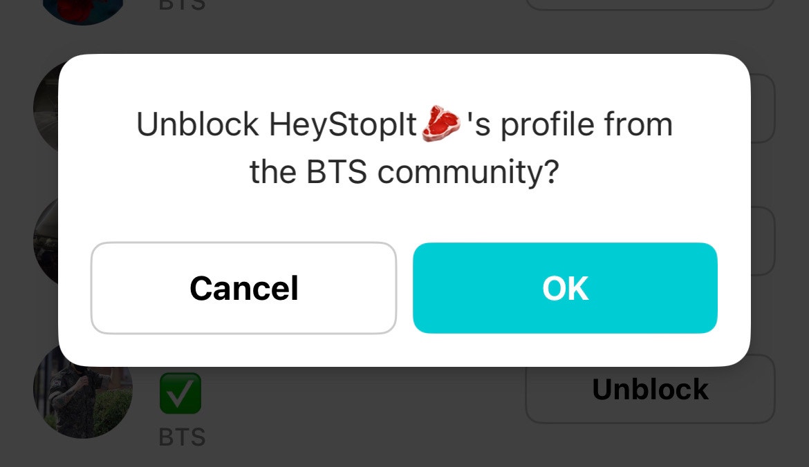 BTS Community Post - About two years ago I accidentally blocked one of ...