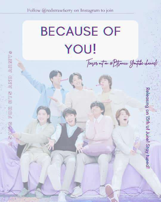 BTS Community Post - Because of you" 💜 - A song for "ARMYs and BTS" from " ARMYs". # ...