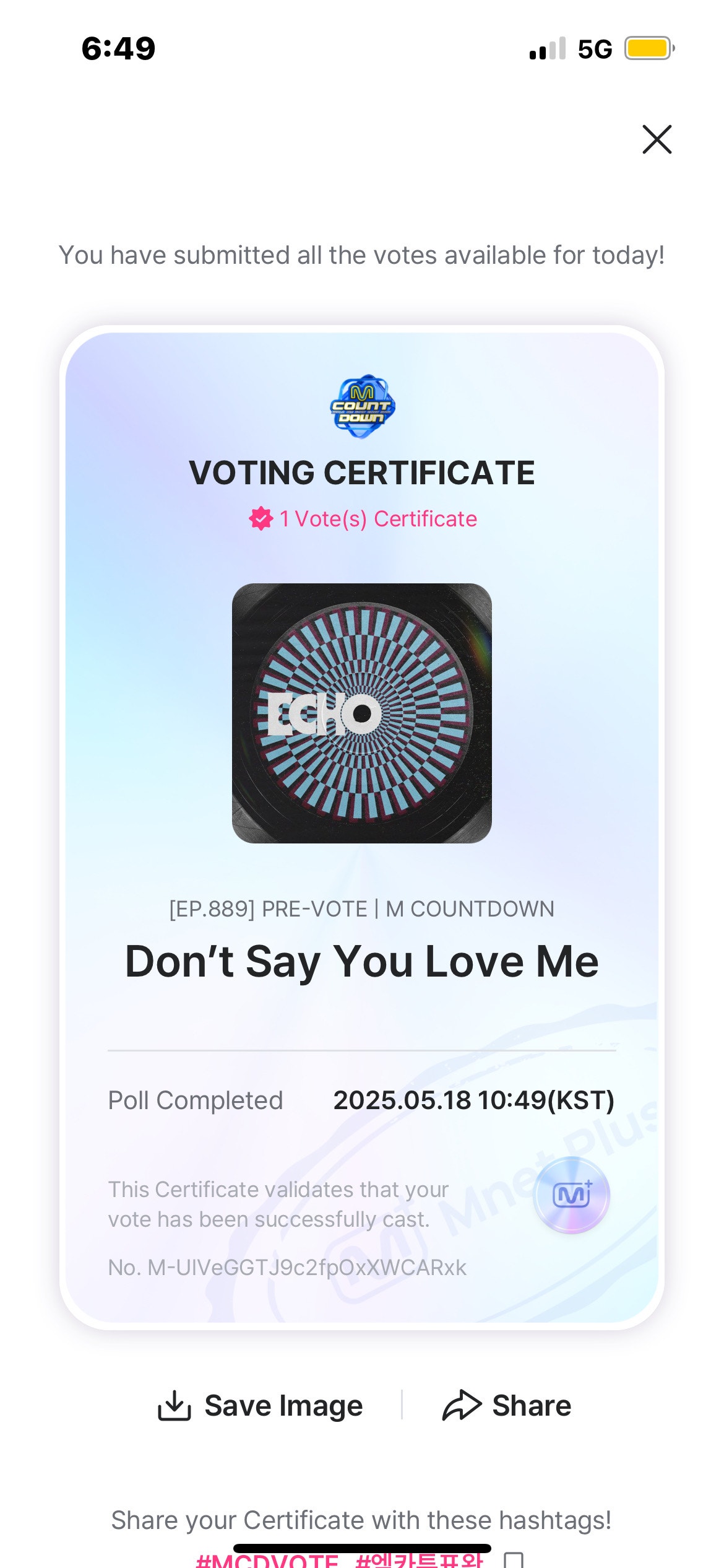 BTS Community Post - vote for Jin dont you love me on (mnet+)