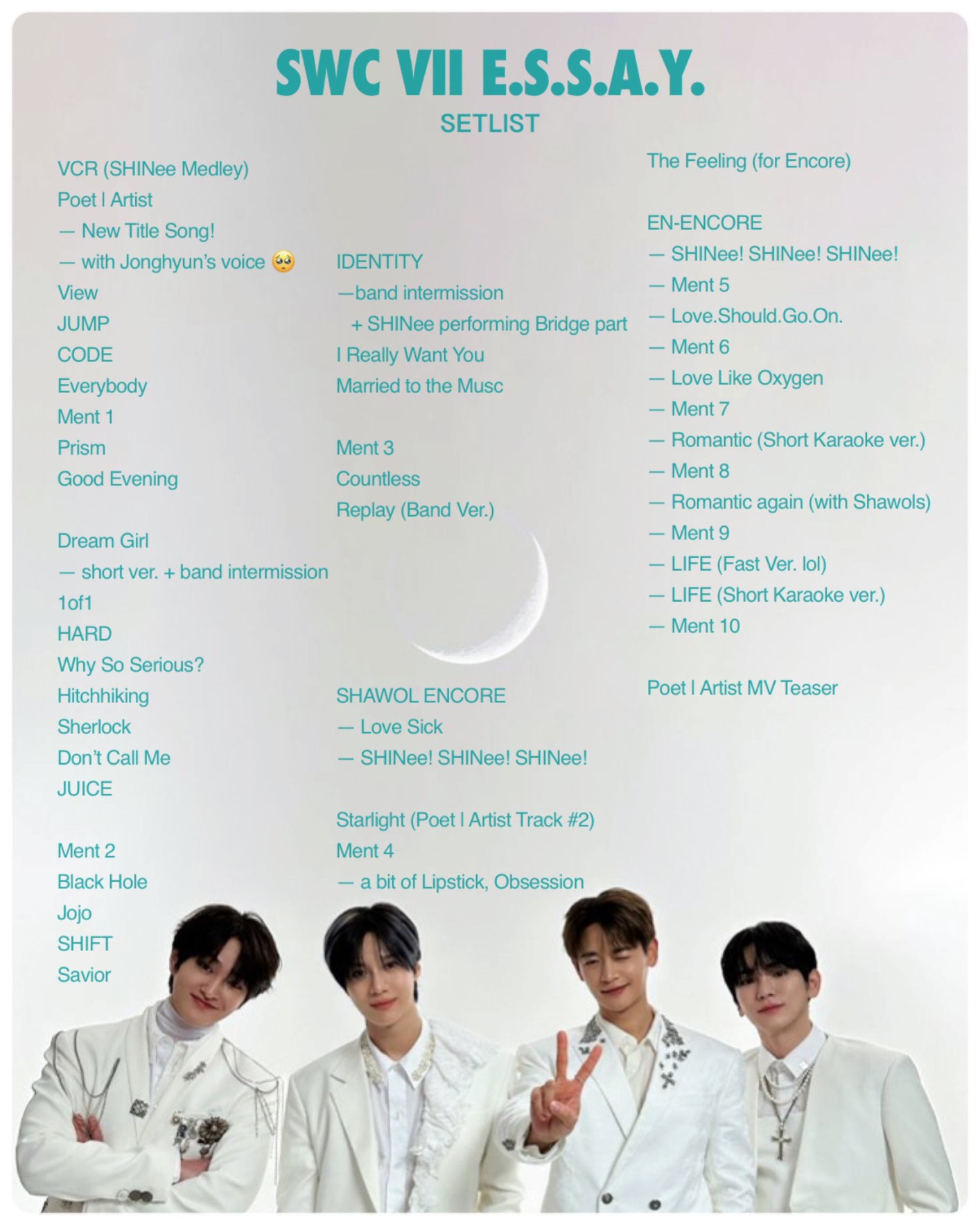 SHINee Community Post - 💎SHINee輝かしい17周年目スタート💎 昨日参加されたシャヲルの皆様お疲れ様でした‼️ 私もセトリ気になりました。Xよりファンの方より📷 ...