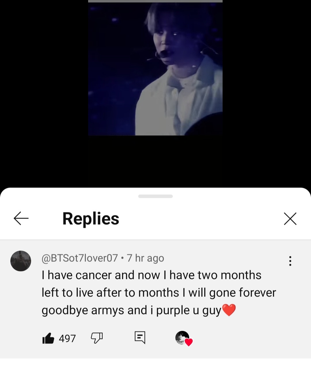 BTS Community Post - everyone pray for this army to live her lives ...