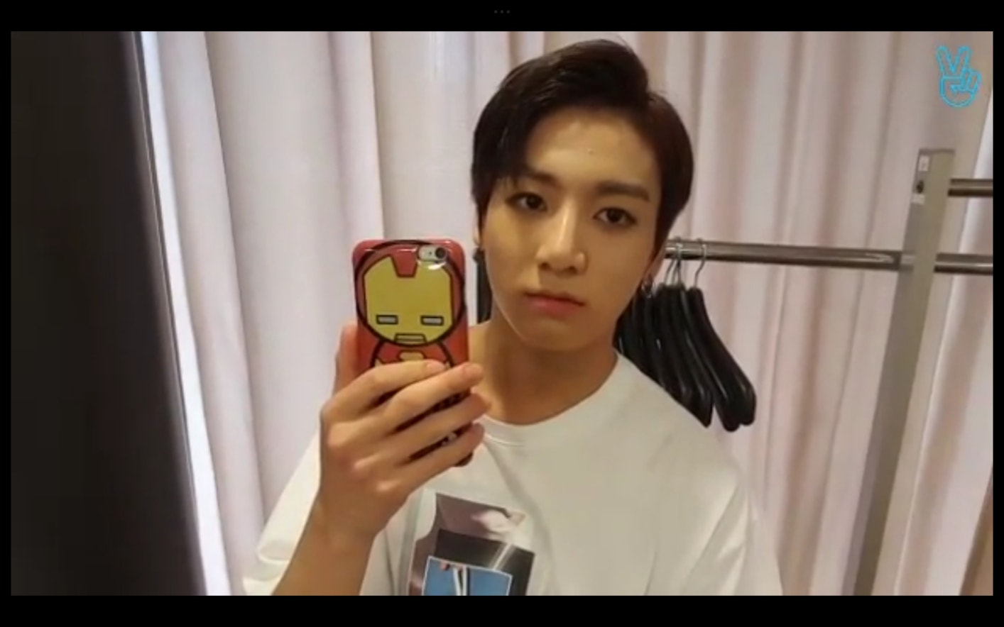 BTS Community Post - my baby and his iron man phone case so cuteee🥹💜