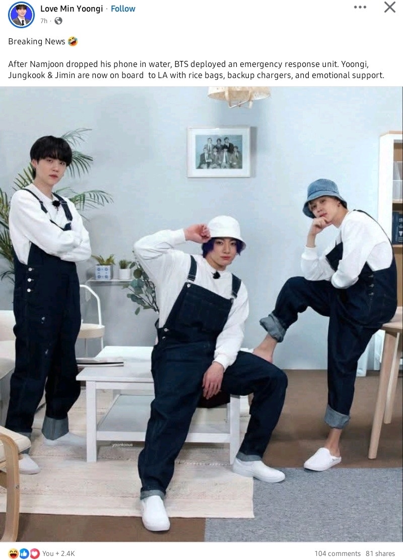 BTS Community Post - This...😅 😂🤦‍♀️ The rice bag to put our Namjoon's phone to dry out excess ...