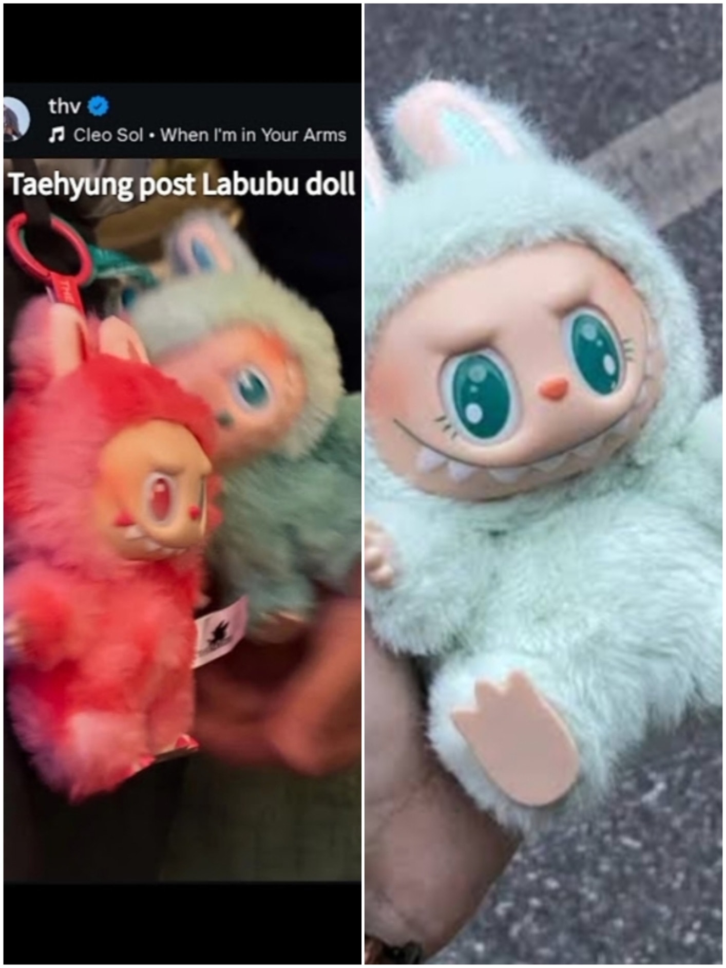 BTS Community Post - Taehyung buy labubu dolls 🥺☺️ Me before this post ...