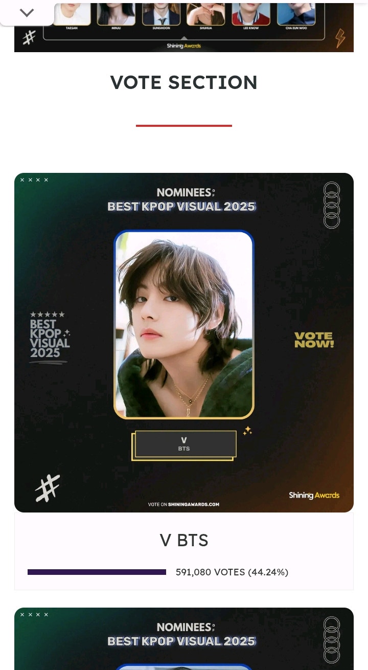 BTS Community Post - No se olviden de seguir votando en los shiniawards por nuestro hermoso V en ...