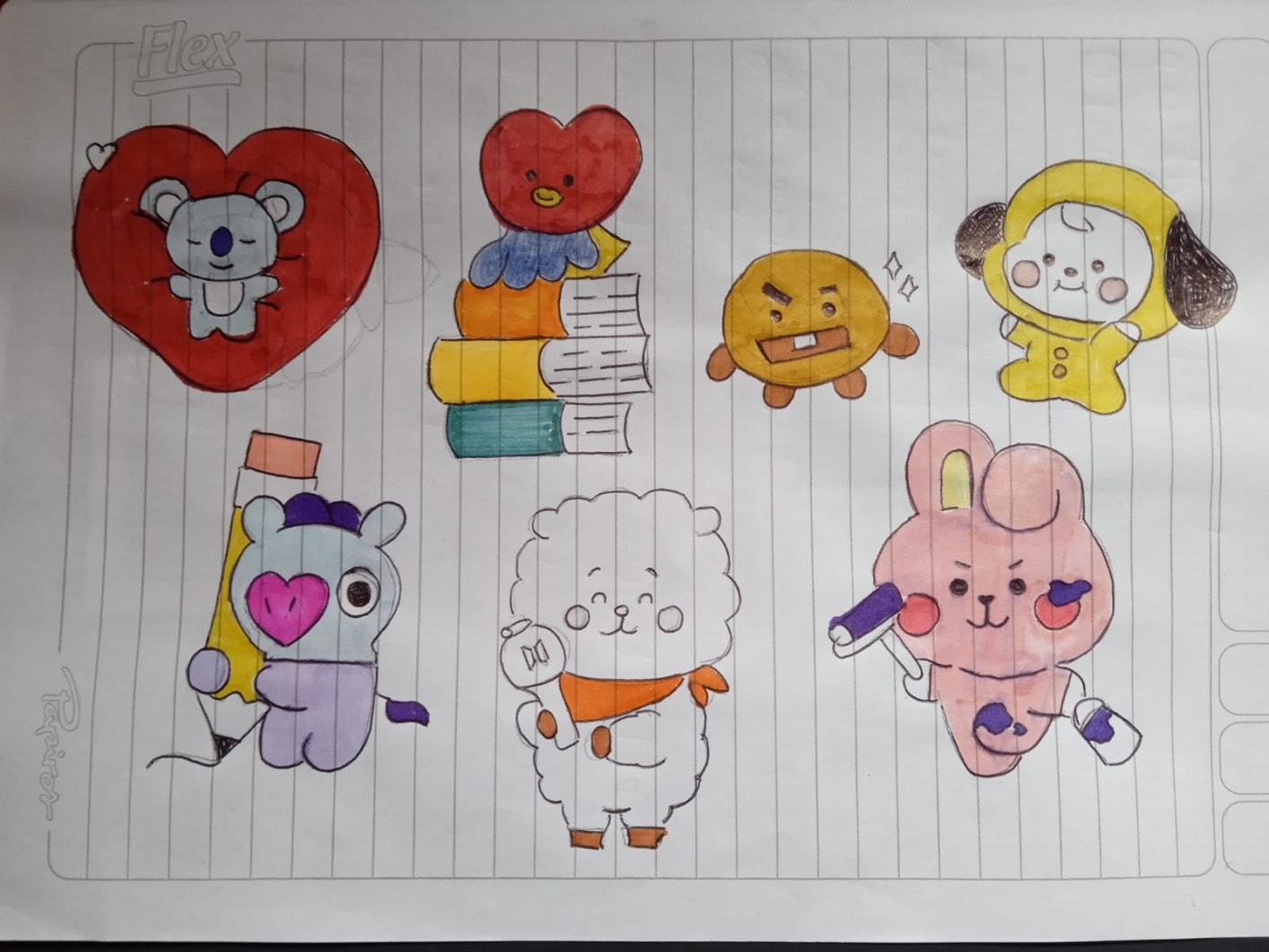 BTS Community Post - Como ando aburrida toco dibujar a los BT21, aunque Mang lo hice con la ...