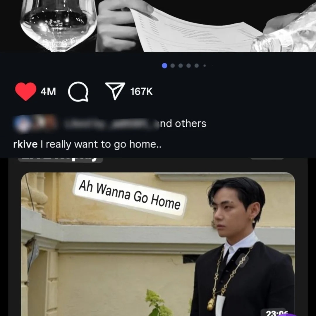 BTS Community Post - Kemarin RM Buat Caption kalo dia mau pulang sekarang thumbnail V juga mau ...