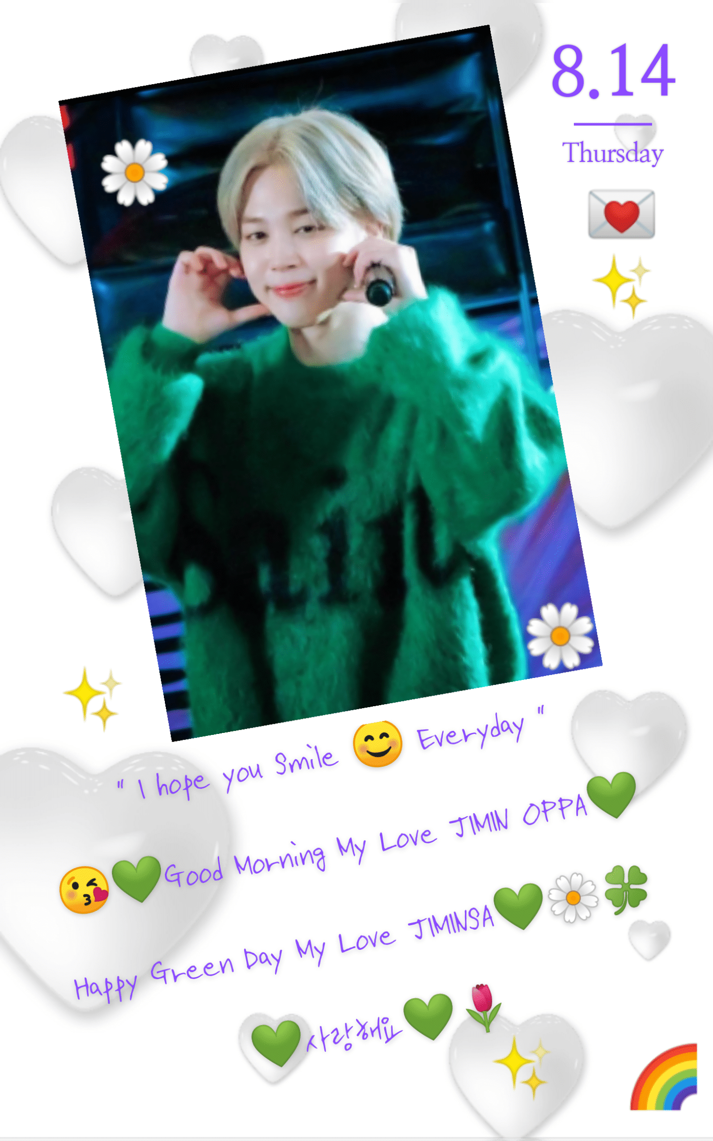 BTS Community Post - " I hope you Smile 😊 Everyday " 😘💚Good Morning My ...