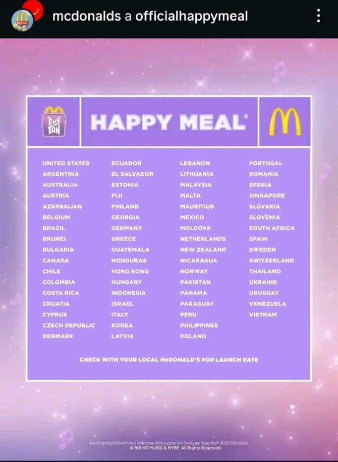 BTS Community Post - Woow ARMY 🥹💜 Limited edition Tiny Tan in Happy meal at McDonald's 🙌😋💜 🍟 ...