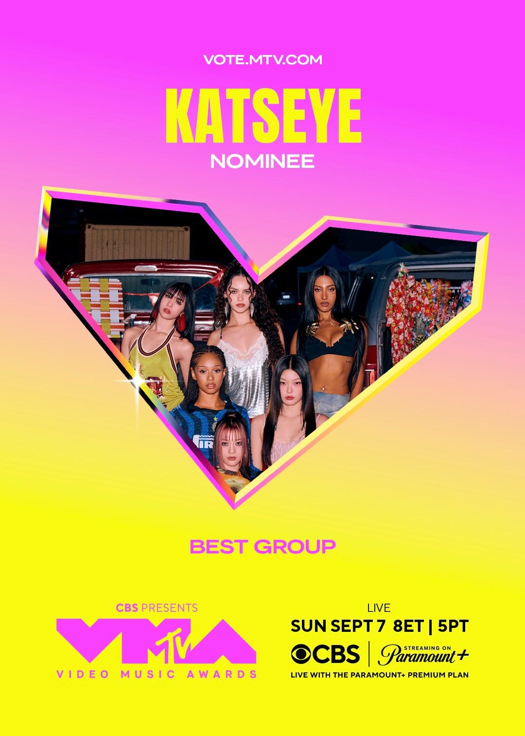 KATSEYE Community Post - EYEKONS, day 2 of voting for the 2025 MTV VMA ...