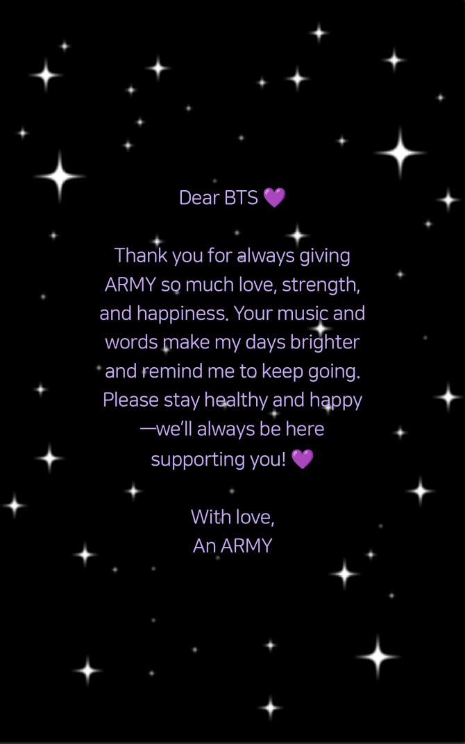 BTS Weverse Fan Letter