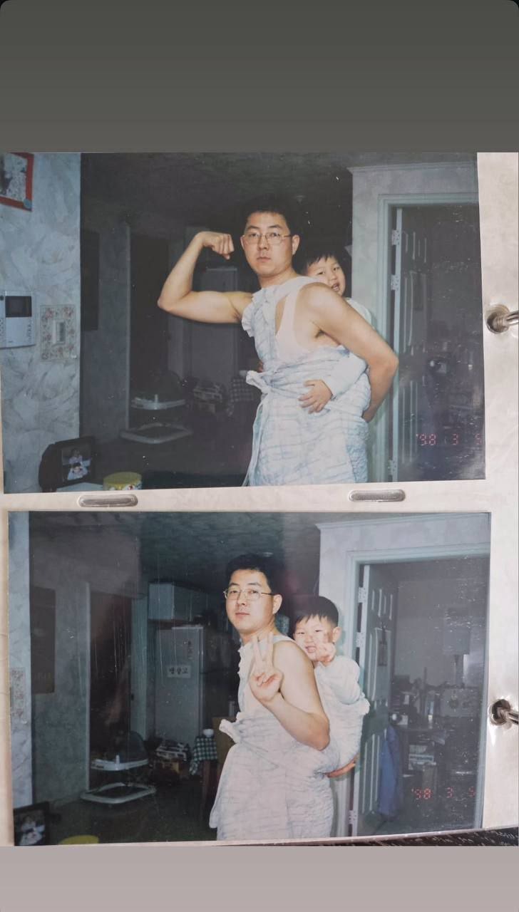 BTS Community Post - —•RM IG Story Update•— Shared photos of toddler Namjoon piggy backing, and ...