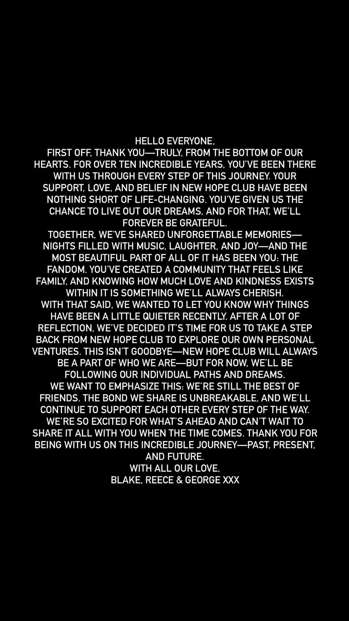 Weverse New Hope Club Image - With all our love Blake, Reece & George xxx