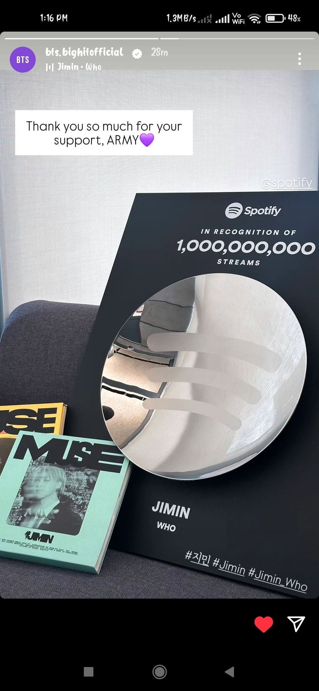 BTS Community Post - congratulations jimin💜