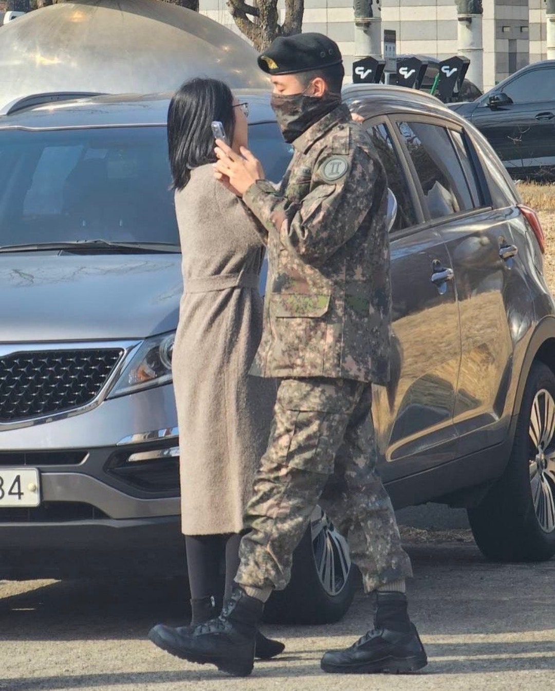 BTS Community Post - This is sergeant Kim Taehyung 🫡 and That girl is me 🤭🤣