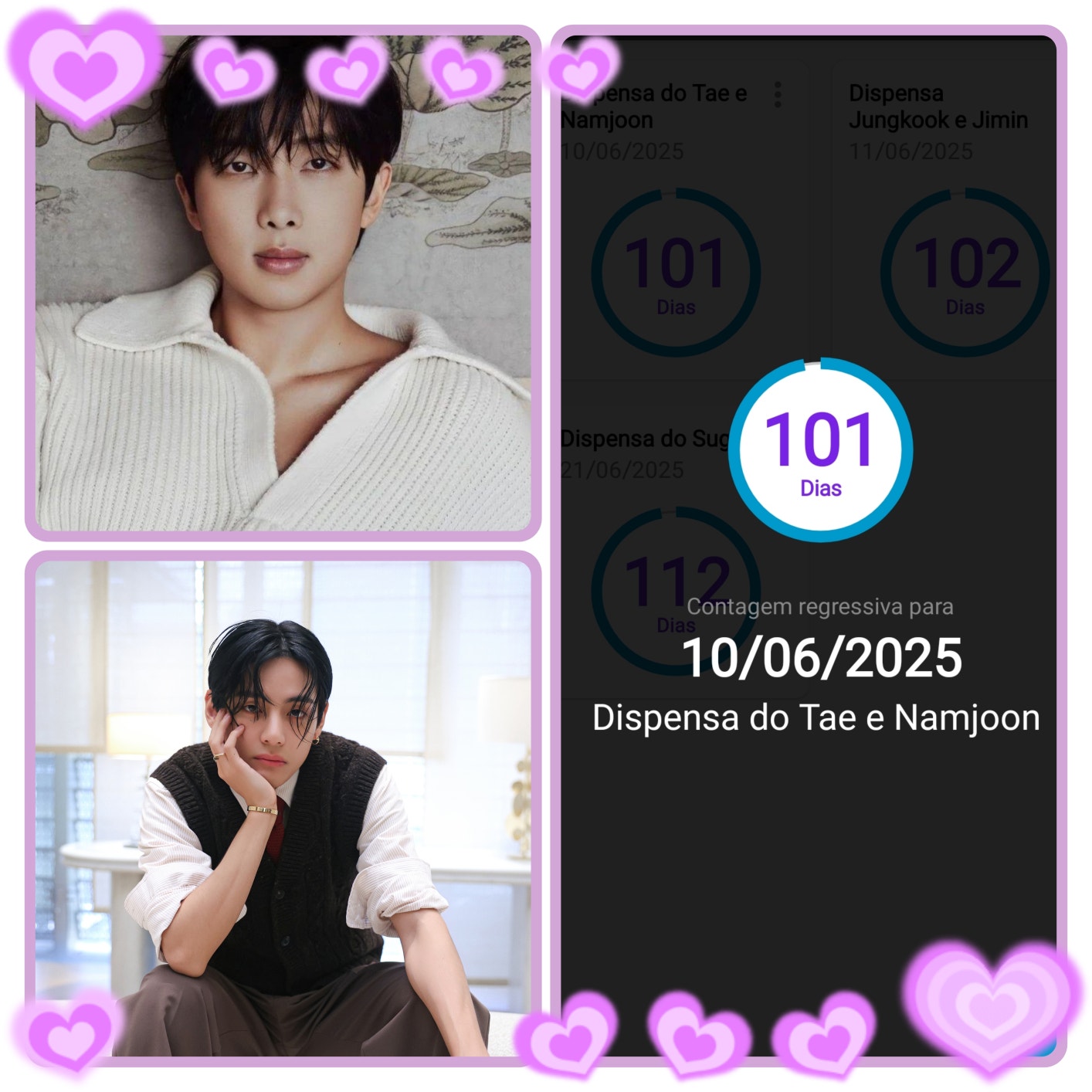 BTS Community Post - 3 meses e 11 dias para Tae e Nam voltarem para nós Armys. 💜🫠🥹 #bts # ...