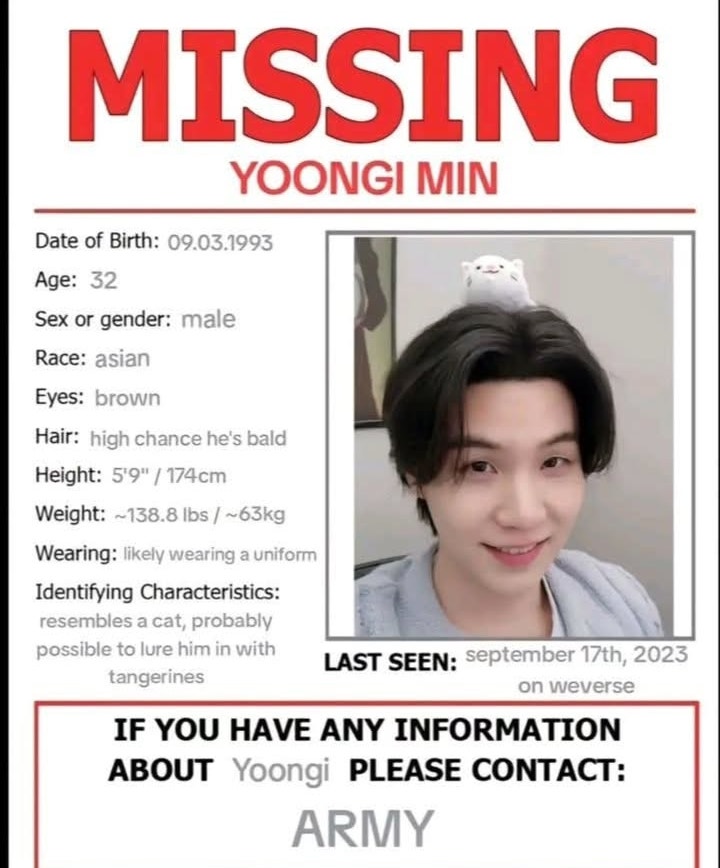 BTS Community Post - ARMY this is missing person.. If anyone get ...