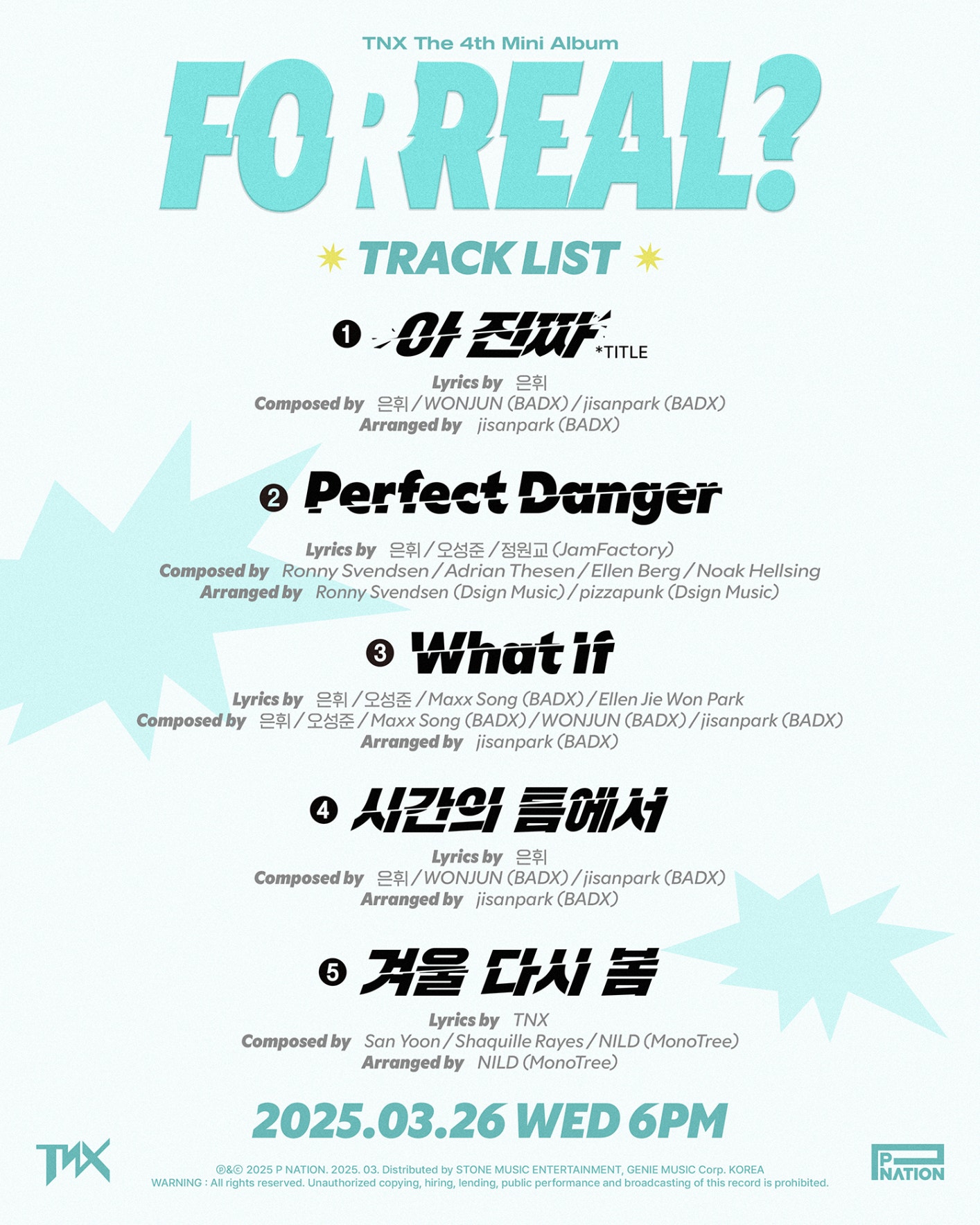 Weverse TNX Image - TNX The 4th Mini Album [For Real?] Tracklist⚡