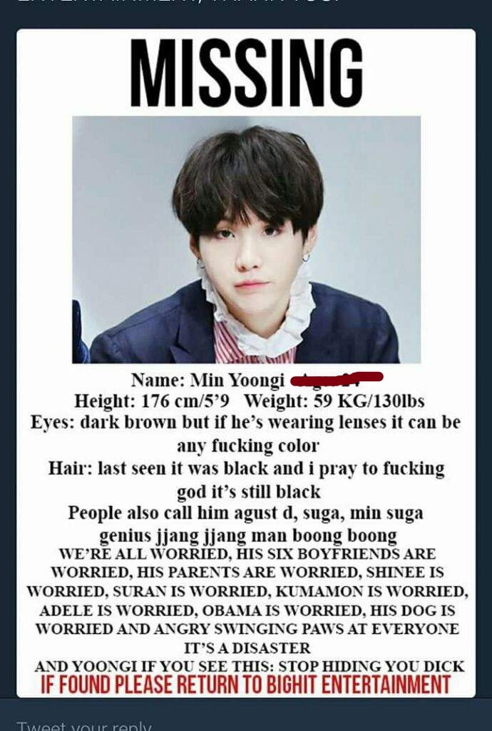 BTS Community Post - Missing man