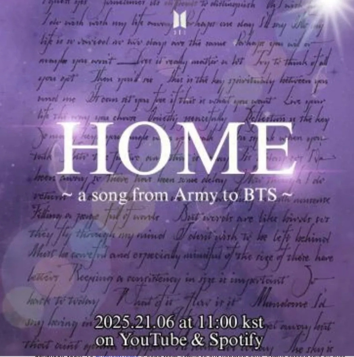 BTS Community Post - #projecthome home - a song from army to BTS