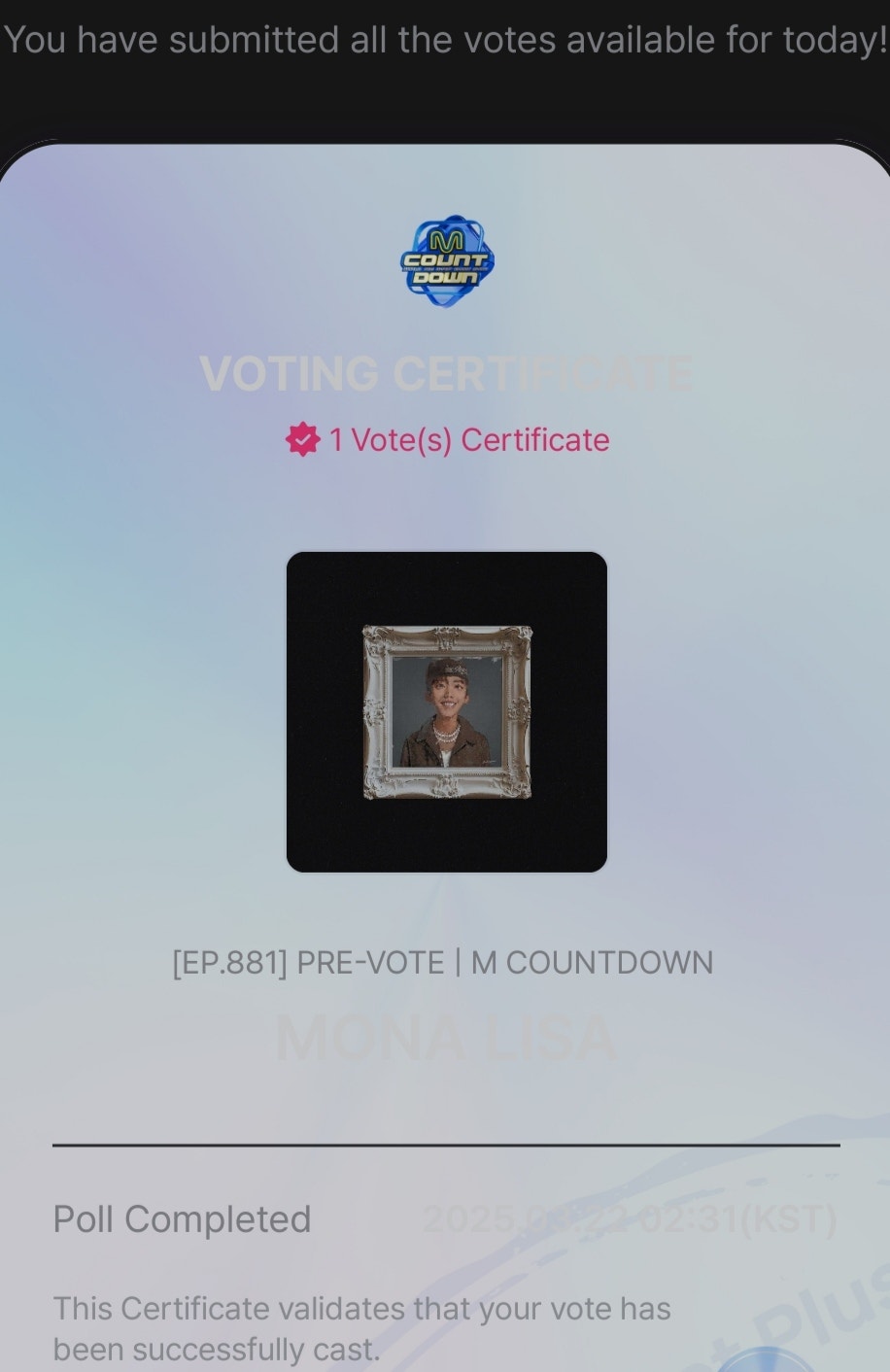 BTS Community Post - HI👋 ARMY AS A🤔 💜BTS💜 FANS PLS VOTE FOR 👉MONALISA👈 IN (MCountdown)! 👉 → THE ...
