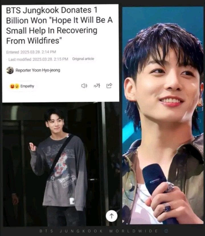 BTS Community Post - 📰K-MEDIA Reports that Jungkook donated 1 BILLION ...