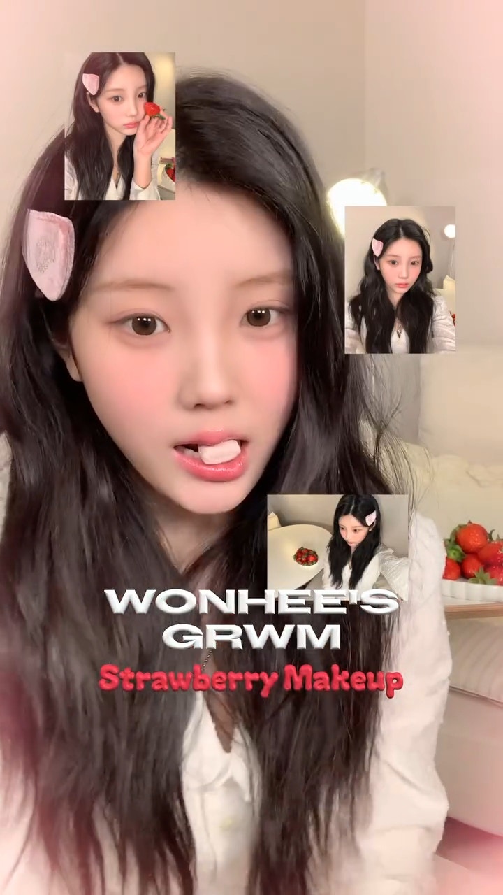 ILLIT Community Post - 원희야 WONHEE'S GRWM 콘텐츠에서 셀카 더 올려줘. 세 명 너무 귀여워